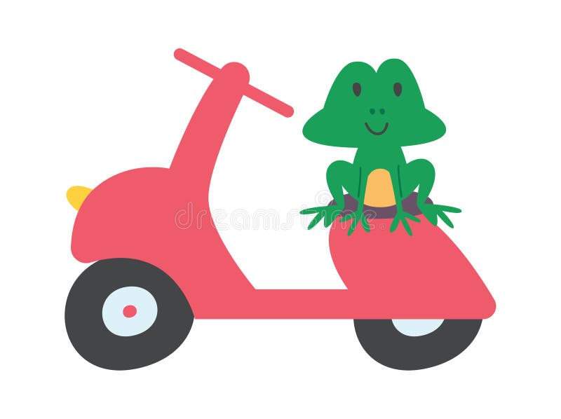 Cute frog on scooter stock vector. Illustration of driving - 272740424