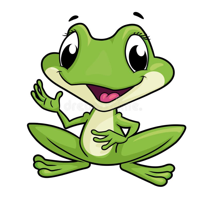 Cute Cartoon Green Frog Waving Hand Stock Vector - Illustration of ...