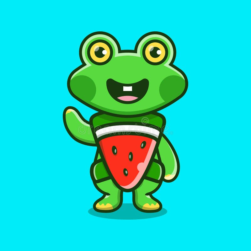 Cute Frog Wear Costume Watermelon Stock Vector - Illustration of frog ...