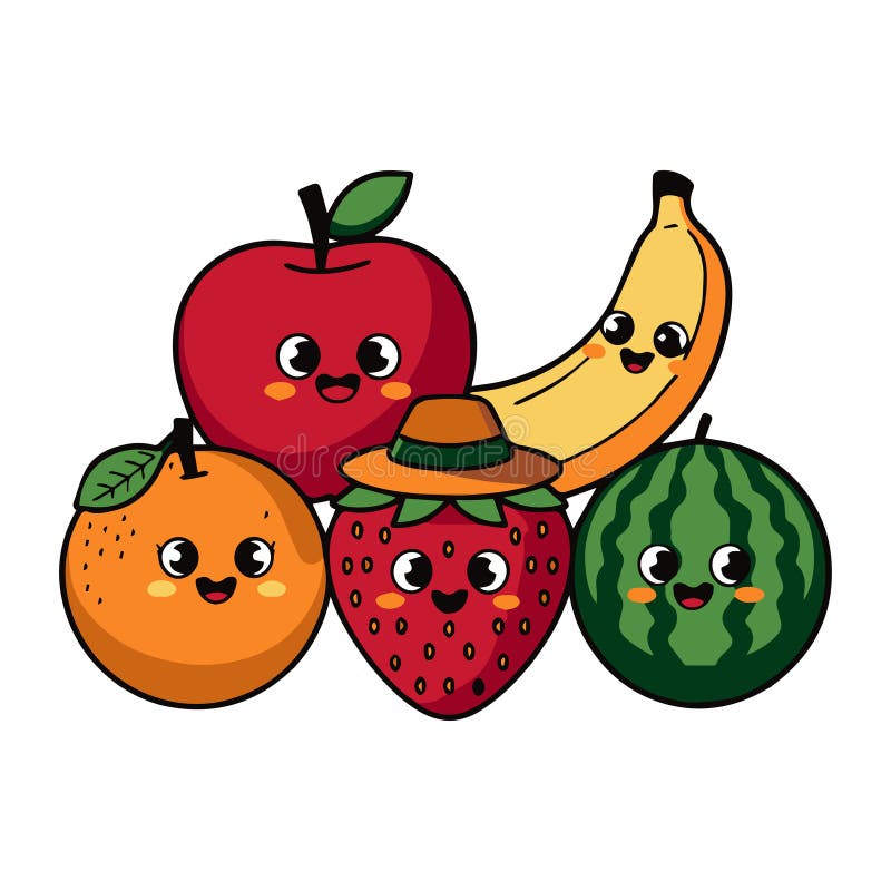 Cute Fruit Line Drawings Easy Vector Art for Design Stock Vector ...