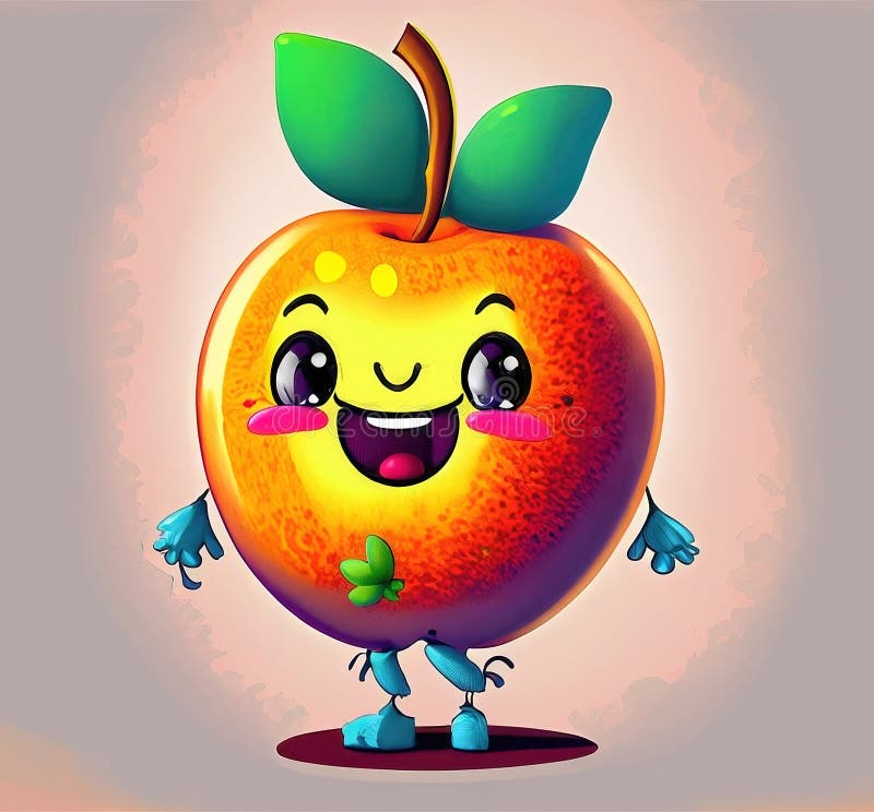 A Cute Fruit, Smile Face, Illustration Style Stock Illustration ...