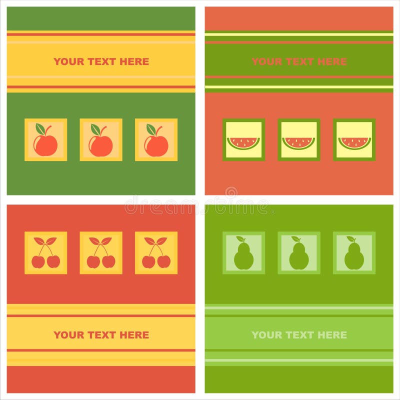 Cute fruits cards stock vector. Illustration of apple - 21604525