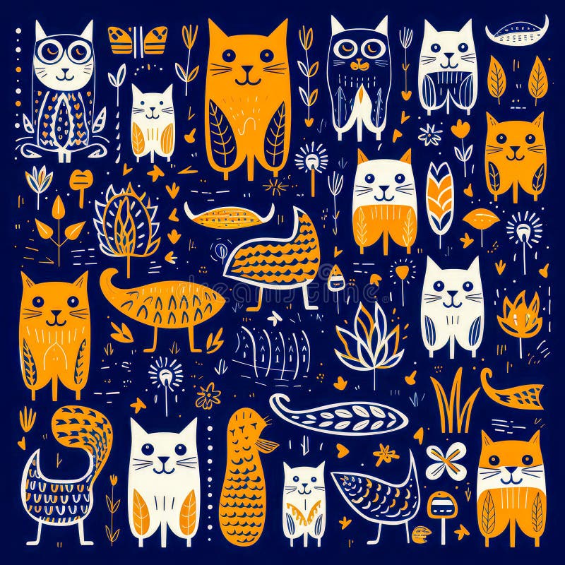 Cute and Fun Animal Pattern Design with Forest and Leaf Elements for ...