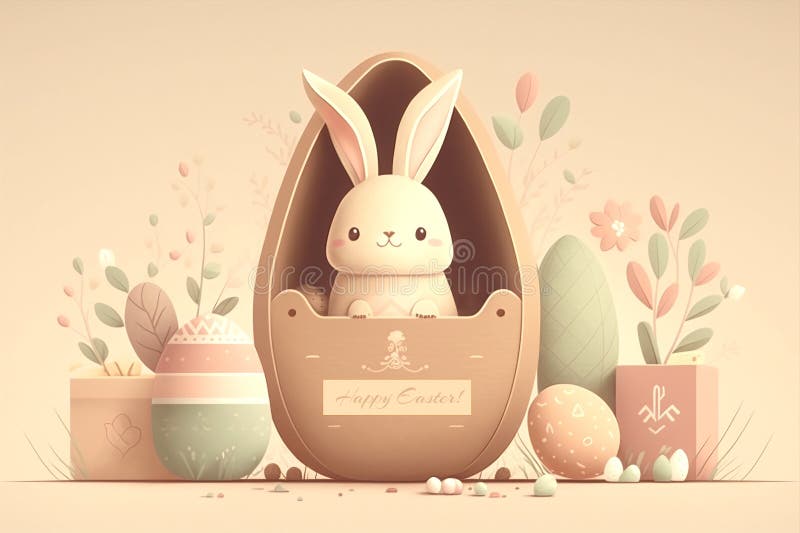 A Cute Fun Bunny Character Inside an Egg, Happy Easter Theme, AI ...