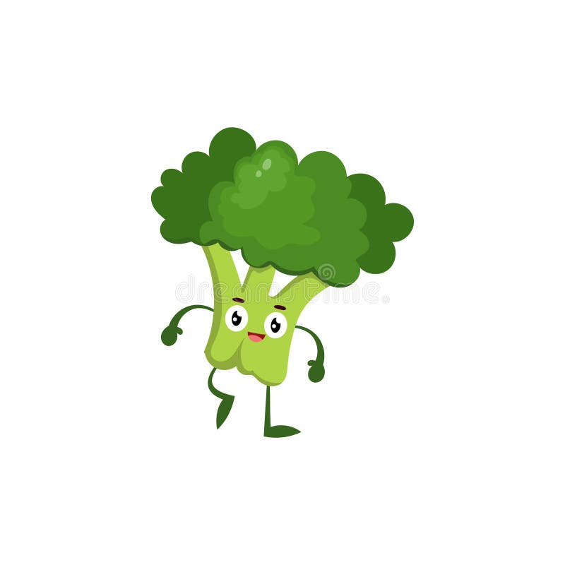 Cute, Fun, Fresh Broccoli Cartoon Stock Illustration - Illustration of ...