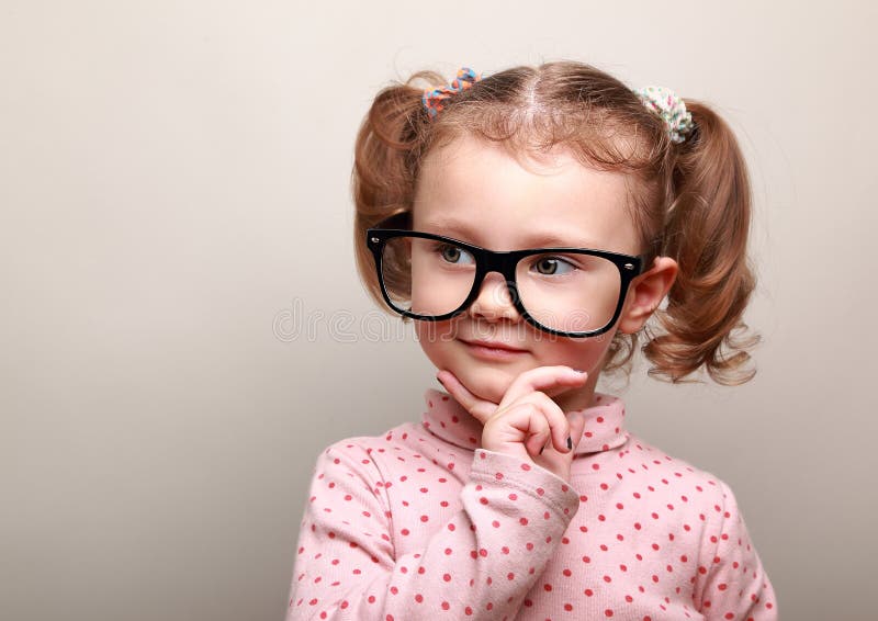 Cute Fun Kid Girl Thinking about Stock Image - Image of adorable, brain ...