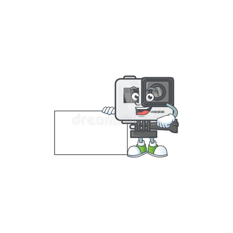 Cute Funny Action Camera Cartoon Character Having a Board Stock Vector ...
