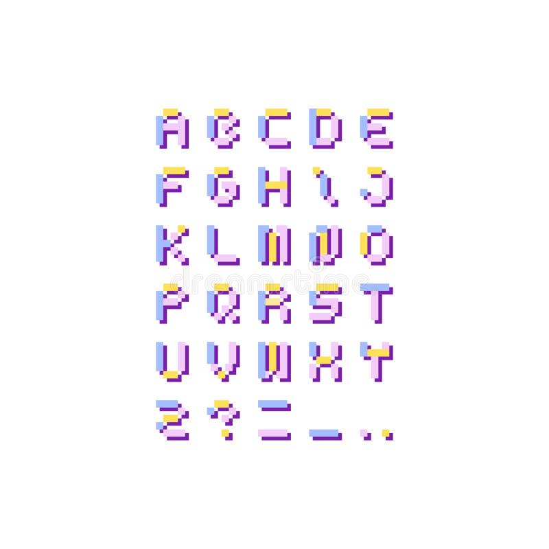 Cute and Funny Alphabet with Pixel Theme Stock Vector - Illustration of ...