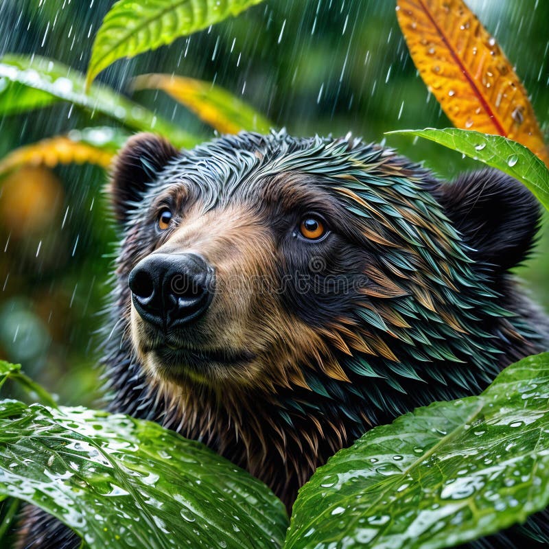 Cute Funny Bear Muzzle in the Wild Close Stock Illustration ...