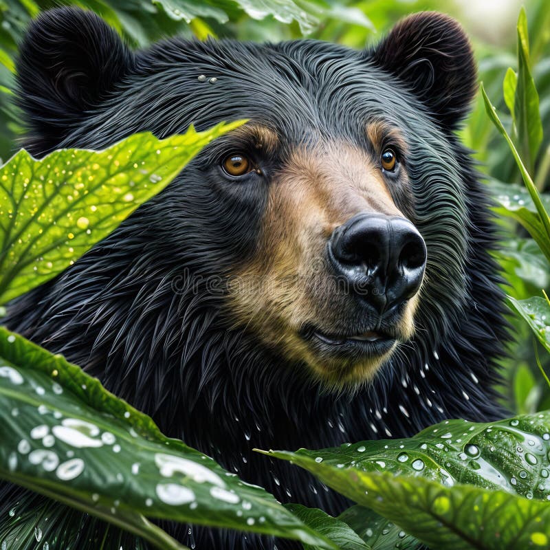 Cute Funny Bear Muzzle in the Wild Close Up in the Foliage Stock ...
