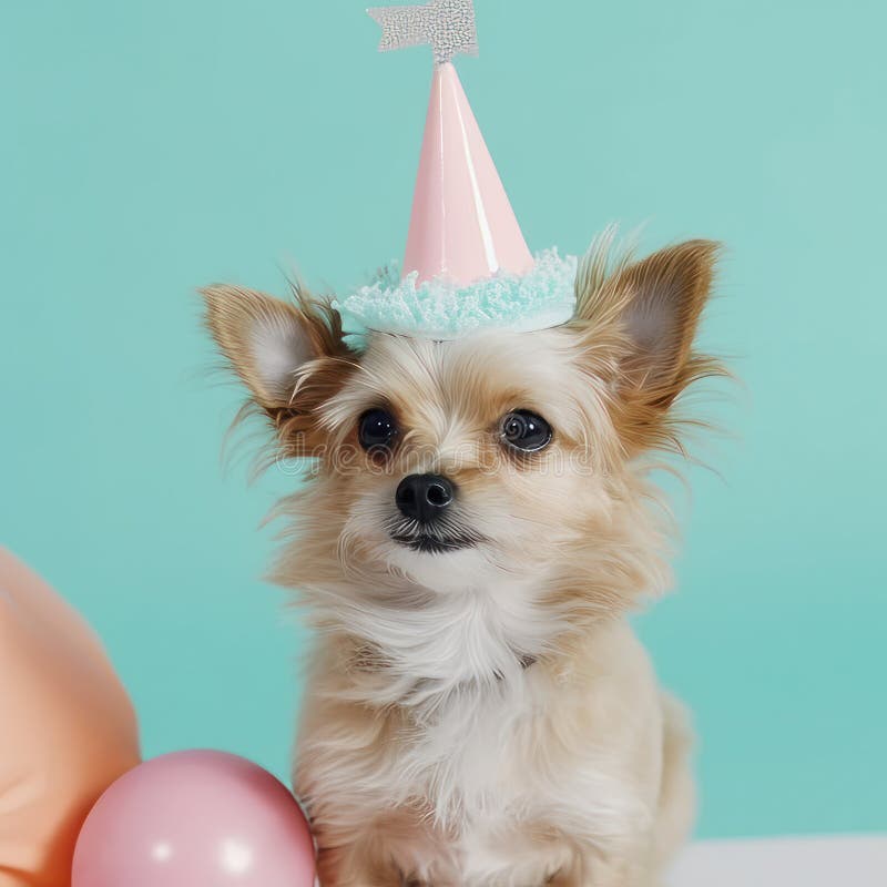 Cute Funny Birthday Dog. Illustration AI Generative Stock Photo - Image ...