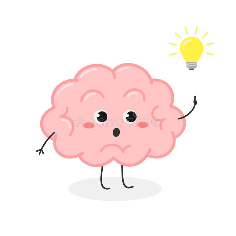 Cute Nerd Brain Cartoon Character with Lightbulb Stock Vector ...