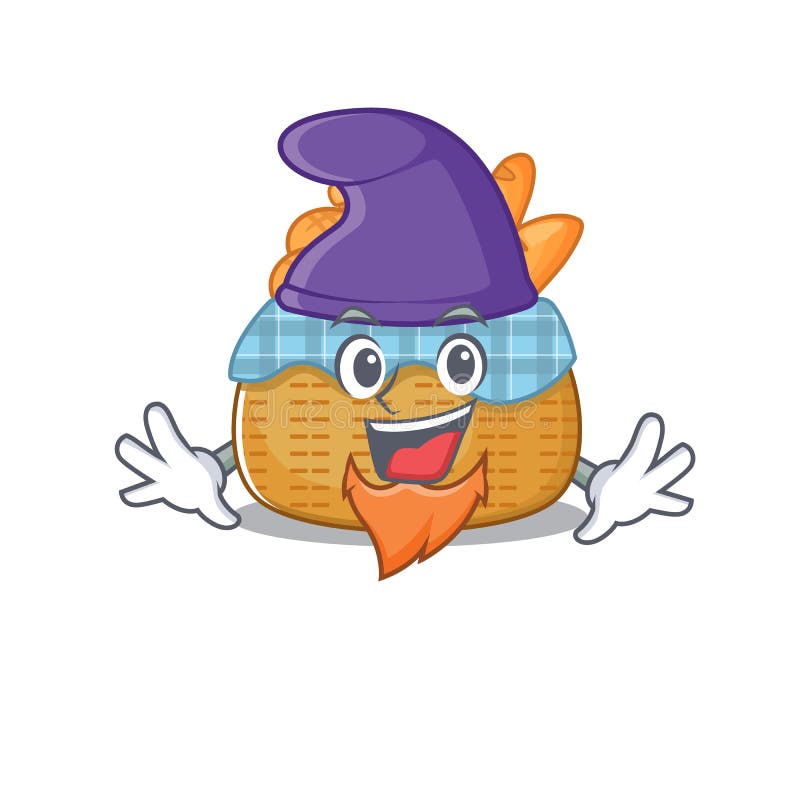 Cute and Funny Bread Basket Cartoon Character Dressed As an Elf Stock ...