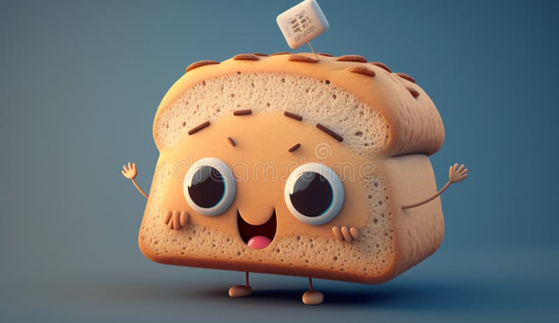Cute Funny Bread Cartoon Character. Generative AI Stock Illustration ...