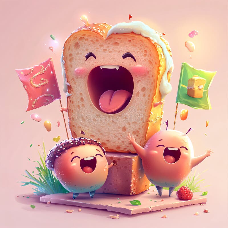 Cute and Funny Bread Party. Stock Illustration - Illustration of chef ...
