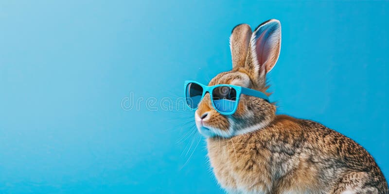 Cute Funny Bunny Wearing Sunglasses on Color Background Stock ...