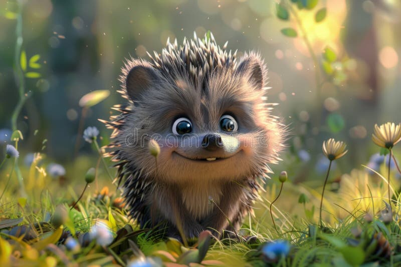 Cute Funny Cartoon Character Hedgehog Stock Illustration - Illustration ...