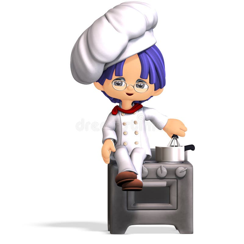 Cartoon of a Cook in the Kitchen Stock Illustration - Illustration of ...