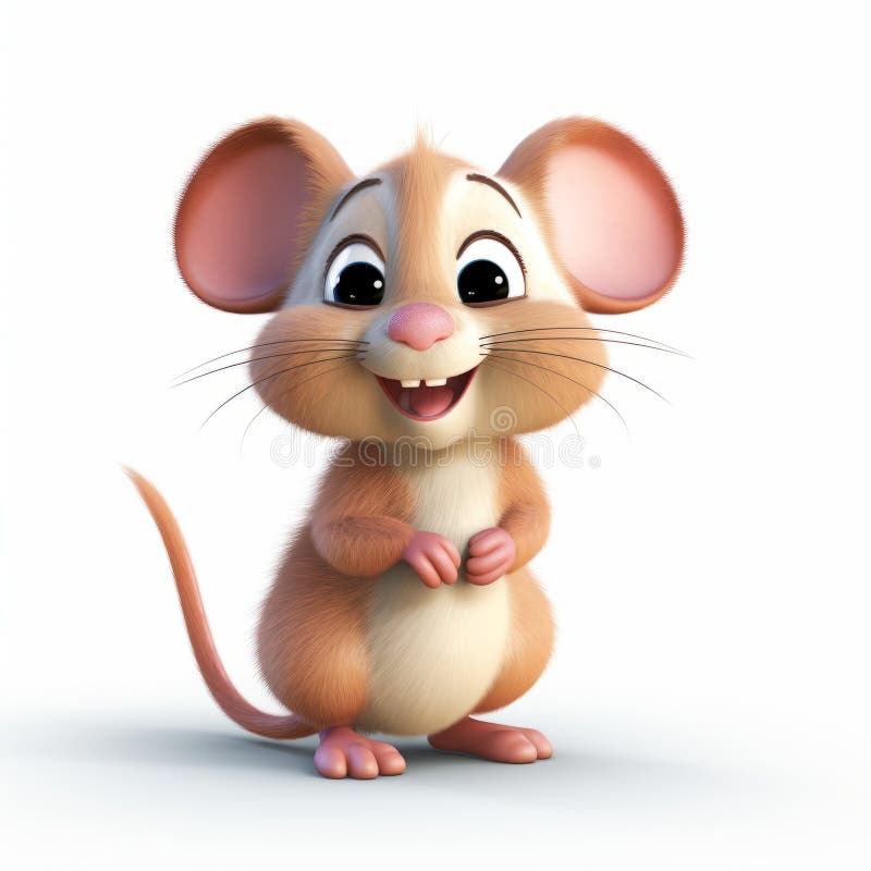 Cute Funny Cartoon Mouse - 3d Pixar Mouse Rendering Stock Illustration ...