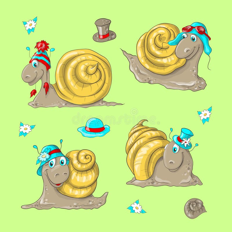 Animated snails stock illustration. Illustration of nature - 14548787