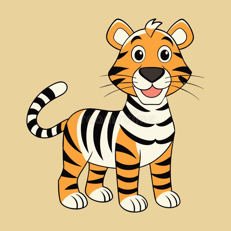 Cute Funny Cartoon Tiger Vector Illustration Stock Vector ...