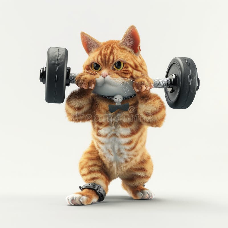 Cute Funny Cat Bodybuilder Flat Illustration with International Cat Day ...