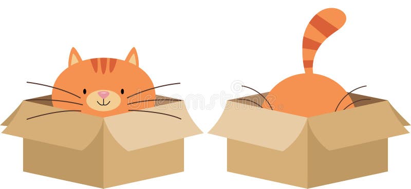 Cute Cat in a Cardboard Box. Kitten is Looking Out of a Box Stock ...