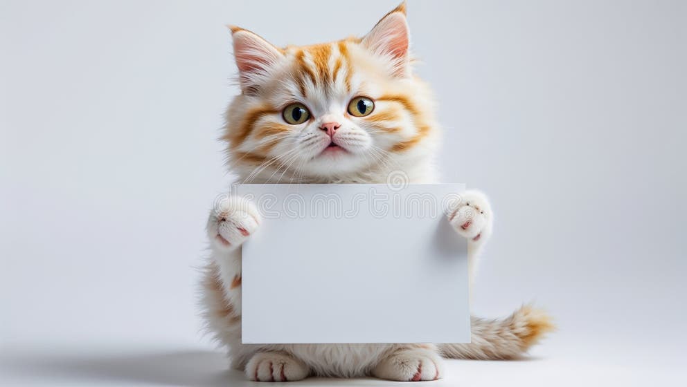 Cute Funny Cat with Empty Poster Stock Illustration - Illustration of ...