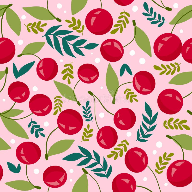 Cute Funny Cherry Summer Pattern Stock Vector - Illustration of food ...