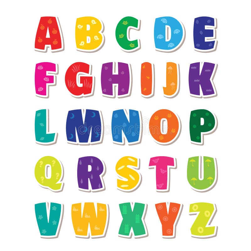 Cute Hand Drawn Alphabet. Vector Letters Set Stock Illustration ...
