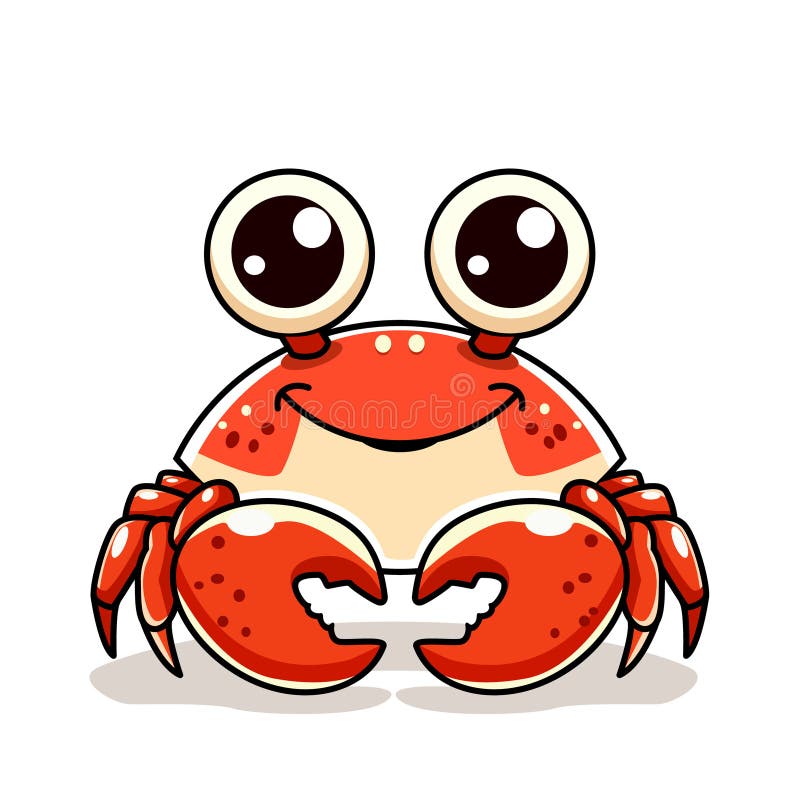 Cute Funny Crab in Linear Style. Flat Vector Illustration Isolated on ...