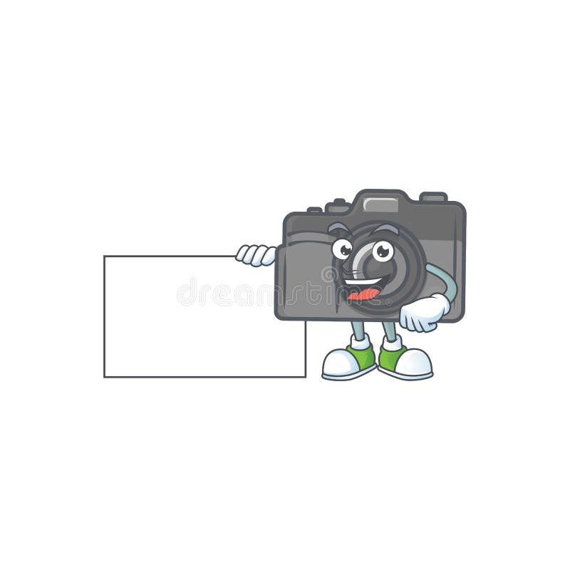 Cute Funny Digital Camera Cartoon Character Having a Board Stock Vector ...