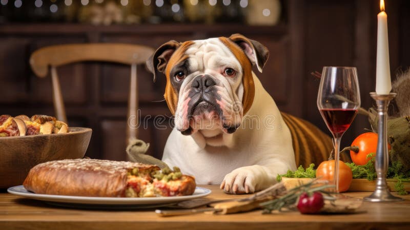 Cute Funny Dog at Table in Kitchen Stock Image - Image of delicious ...