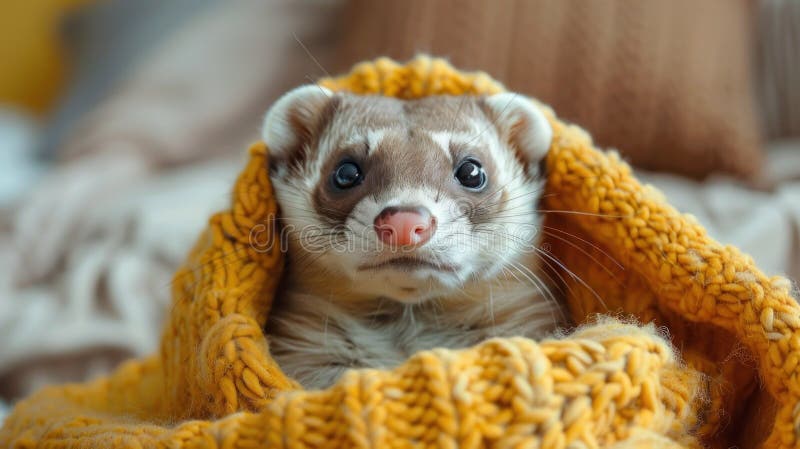 Cute Funny Ferret Portrait with Copy Space Stock Image - Image of funny ...