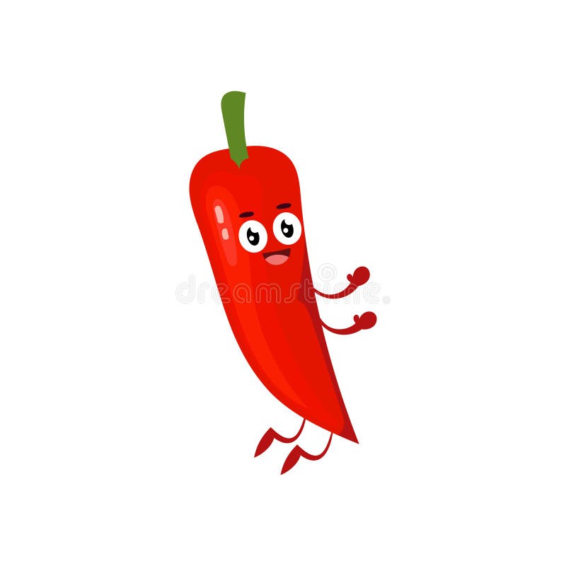 Cute, Funny, Fresh Red Pepper Cartoon Stock Illustration - Illustration ...