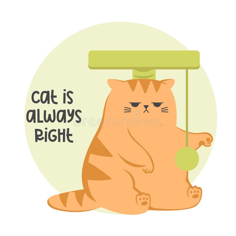 Cute Funny Grumpy Ginger Cat. Cat Playing with Cat House Stock Vector ...