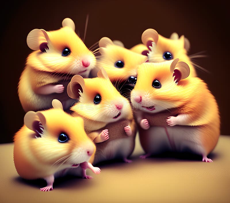 Cute Funny Hamsters, Generative AI Illustration Stock Illustration ...