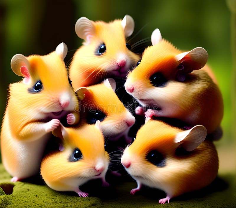 Cute Funny Hamsters, Generative AI Illustration Stock Illustration ...