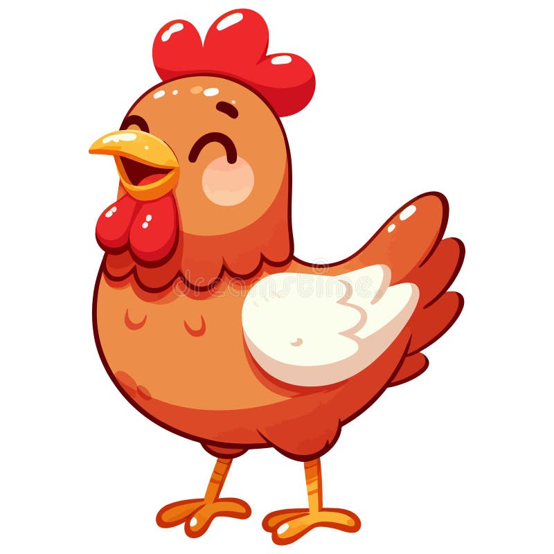 Cute Funny Hen, Happy Little Chicken Stock Vector - Illustration of ...