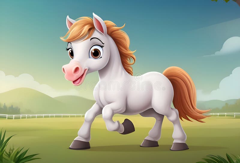 Cute Funny Horses Characters Cartoon Stock Illustration - Illustration ...
