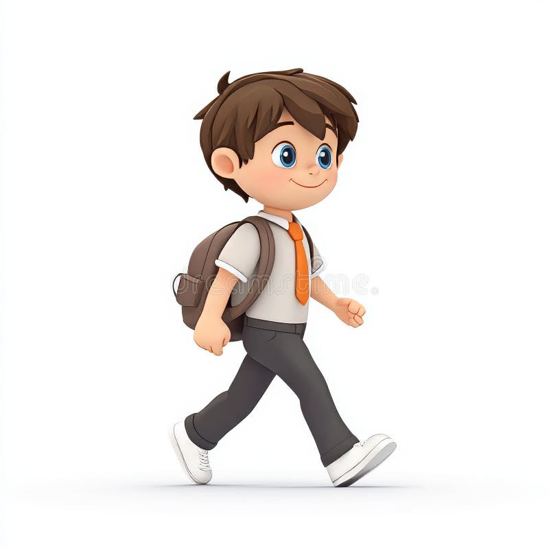 A Cute Funny Illustration of a School Boy Walking Back To School Stock ...