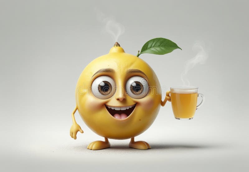 Cute Funny Lemon with Hot Tea Stock Photo - Image of composition, drink ...