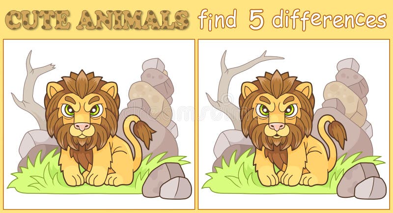 Funny Lion, Find Five Differences Illustration Stock Illustration ...