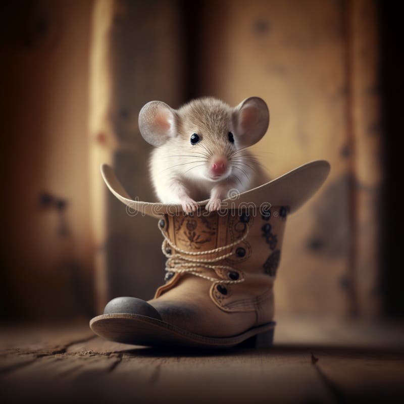 A Cute and Funny Little Mouse Inside a Boot, AI Generated Stock ...
