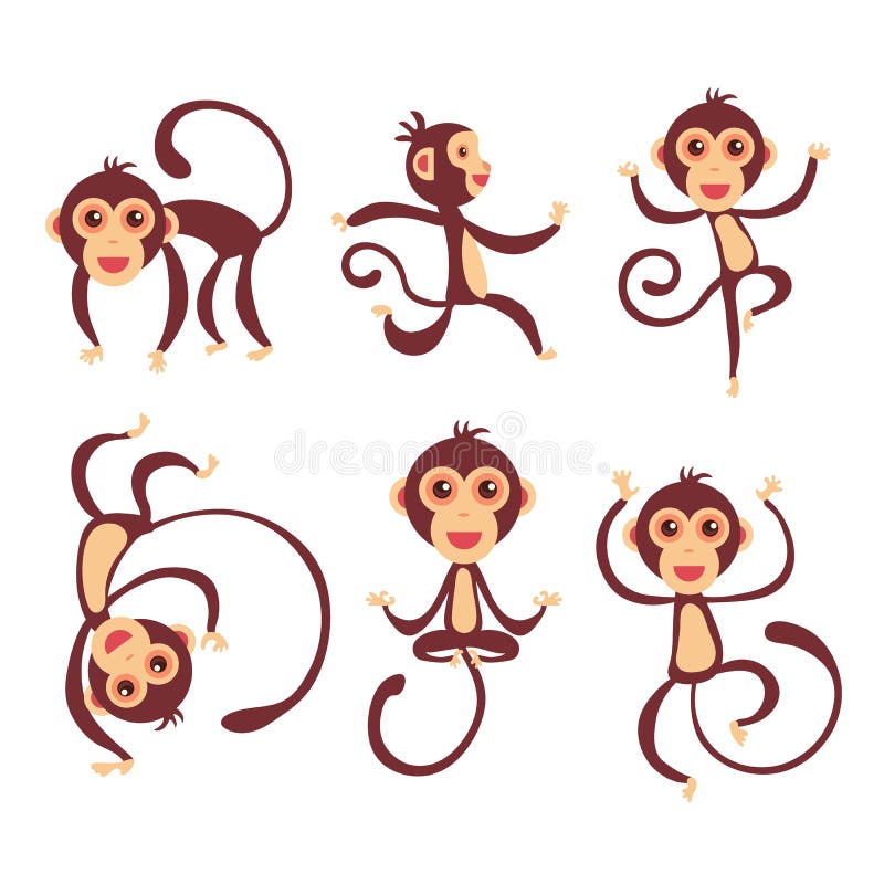 Funny monkeys banana set stock vector. Illustration of funny - 63013828