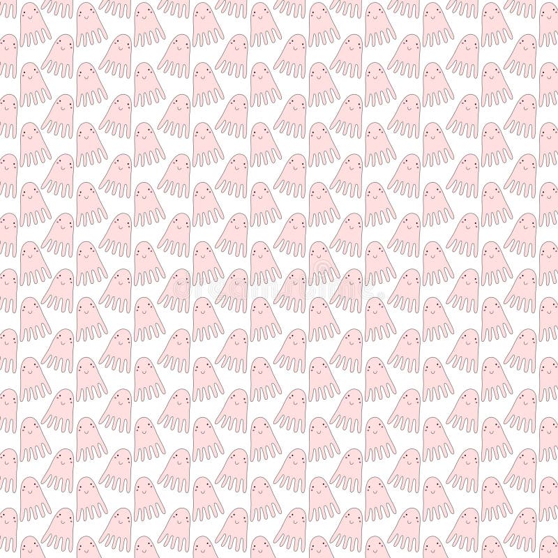 Cute Funny Octopuses on White Pattern Texture Wallart Stock Vector ...