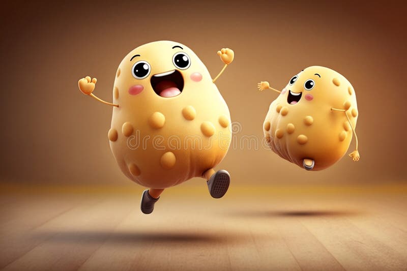 A Cute and Funny Potato Jumping and Smiling. AI Stock Photo - Image of ...