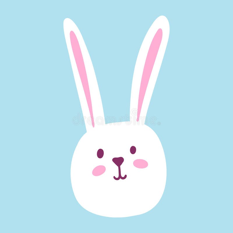 Cute Funny Rabbit Face. Hand Drawn Vector Easter Bunny Face for Card ...