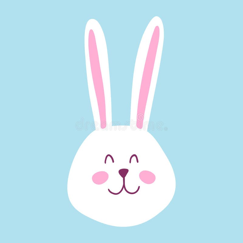 Cute Funny Rabbit Face. Hand Drawn Vector Easter Bunny Face for Card ...