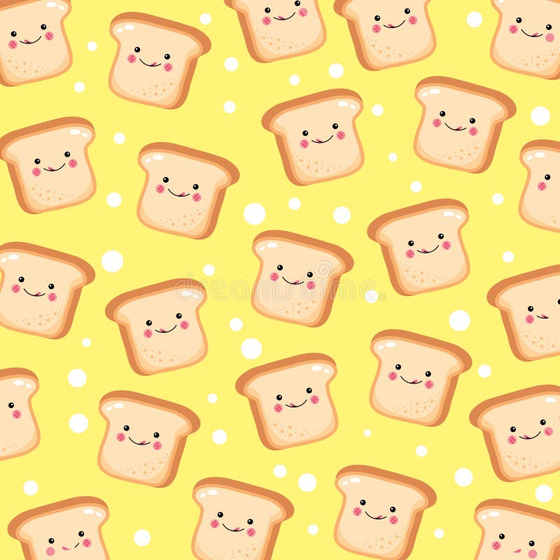 Cute and Funny Toast Bread Smiling Pattern Stock Vector - Illustration ...